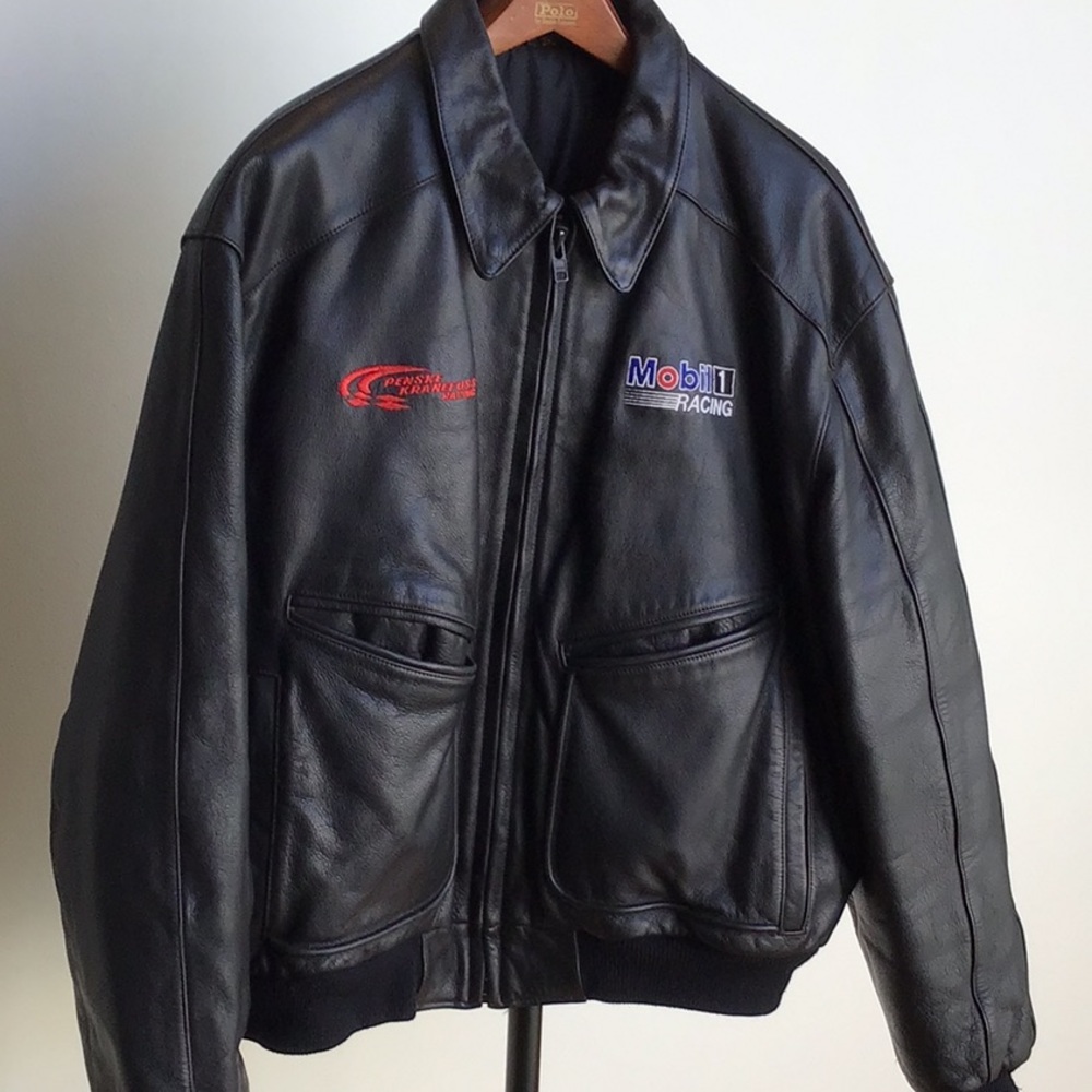 Vintage Leather Nascar Racing Jacket Penske/ Racing M… - Gem